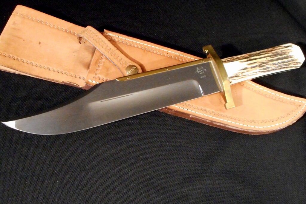 VINTAGE! 1984 BUCK CUSTOM SHOP Coffin Handle BRASSBACK BOWIE Knife ...