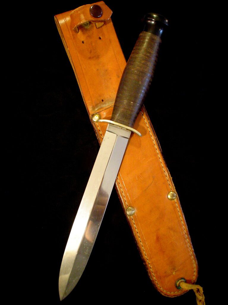 Vtg US WW2 Case XX Stiletto w/RARE V42-type Long Sheath -Fighting Knife ...